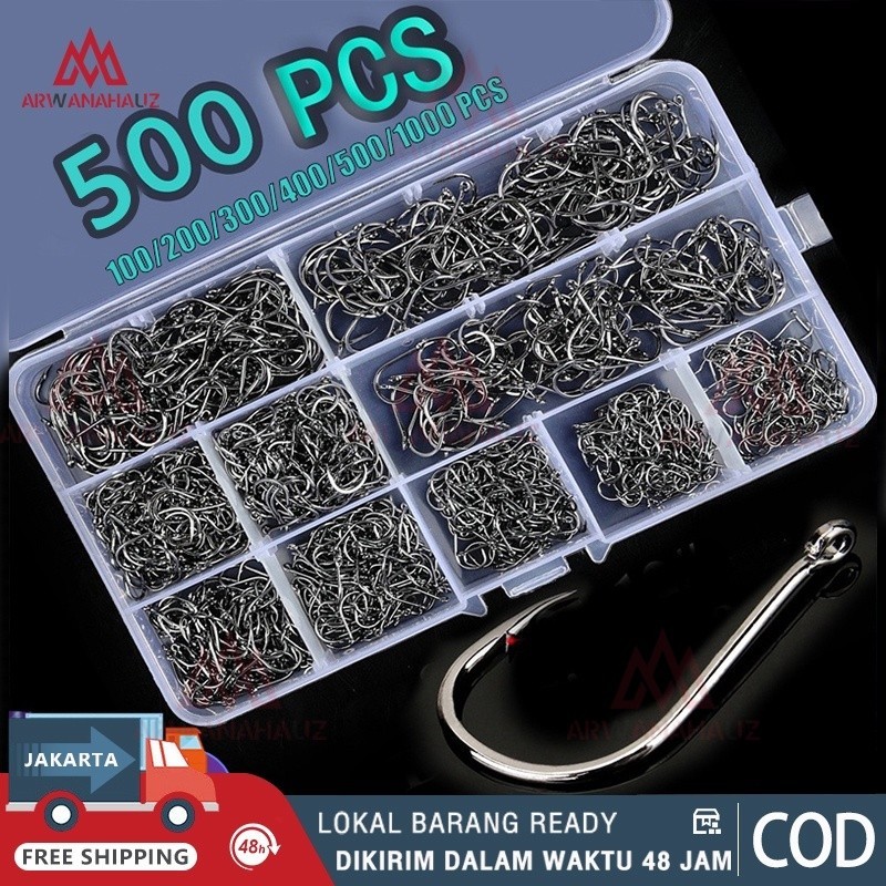 Jual 1000 Pcs Kail Pancing Aneka Ukuran Bahan Baja Karbon Dengan Tali ...