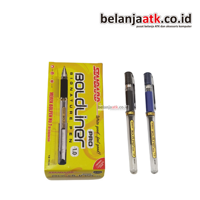 Jual Pulpen/Bolpen/Bolpoin Gel Standard Boldliner 1,0 mm (Hitam & Biru) | Shopee Indonesia