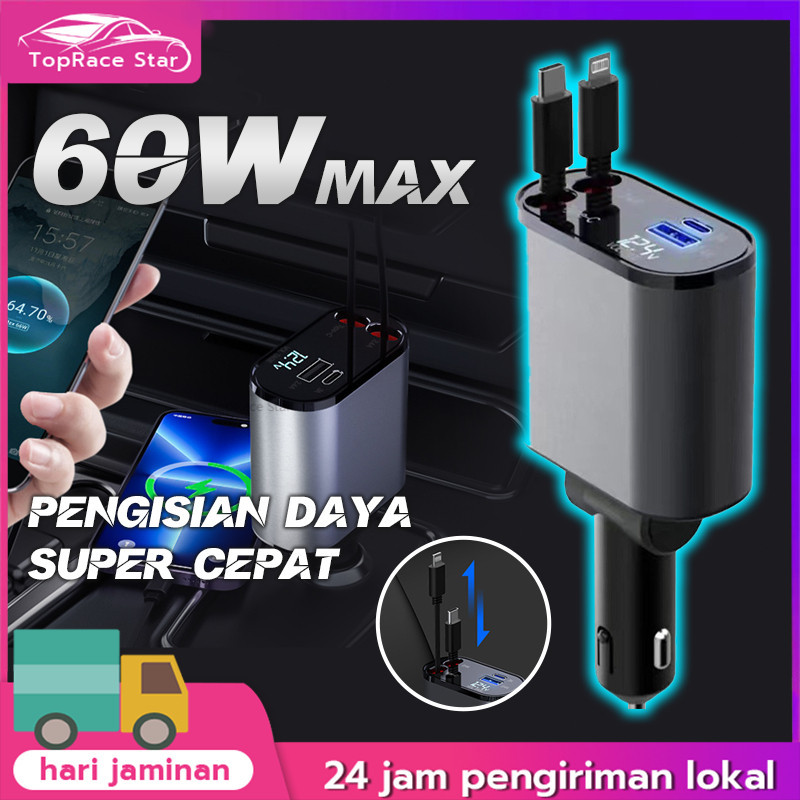 Jual Car Charger Mobil Charger 4in1 Pengisian Cepat Fast Charging ...