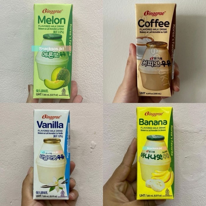 Jual BINGGRAE FLAVORED MILK KOREA STRAWBERRY/MELON / BANANA / LYCHEE ...