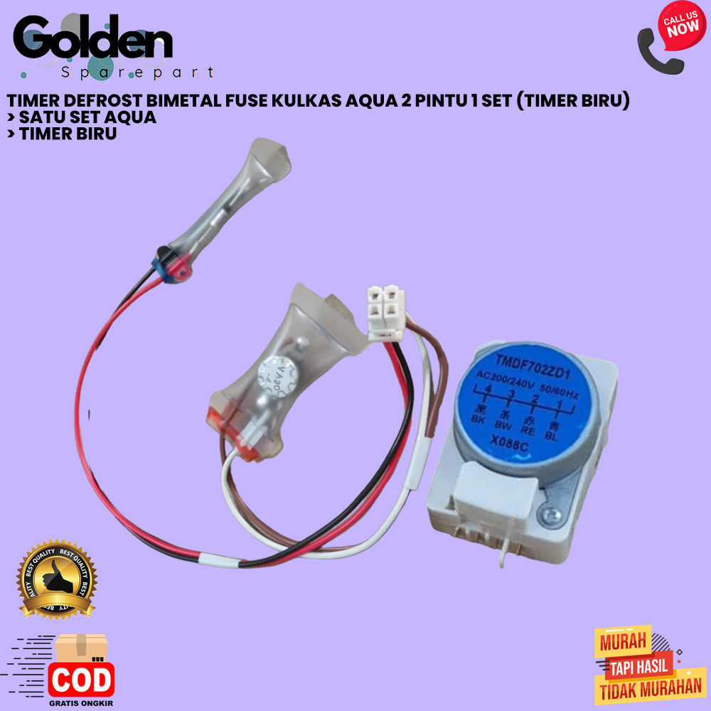 Jual TIMER DEFROST BIMETAL FUSE KULKAS AQUA 2 PINTU 1 SET (TIMER BIRU) (GOLDEN) | Shopee Indonesia