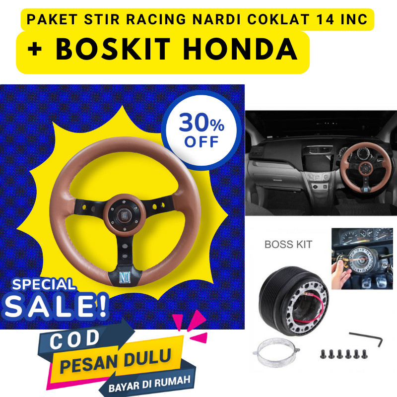 Jual Stir Racing Mobll ND Coklat 14 Inc + Boskit Honda | Shopee Indonesia