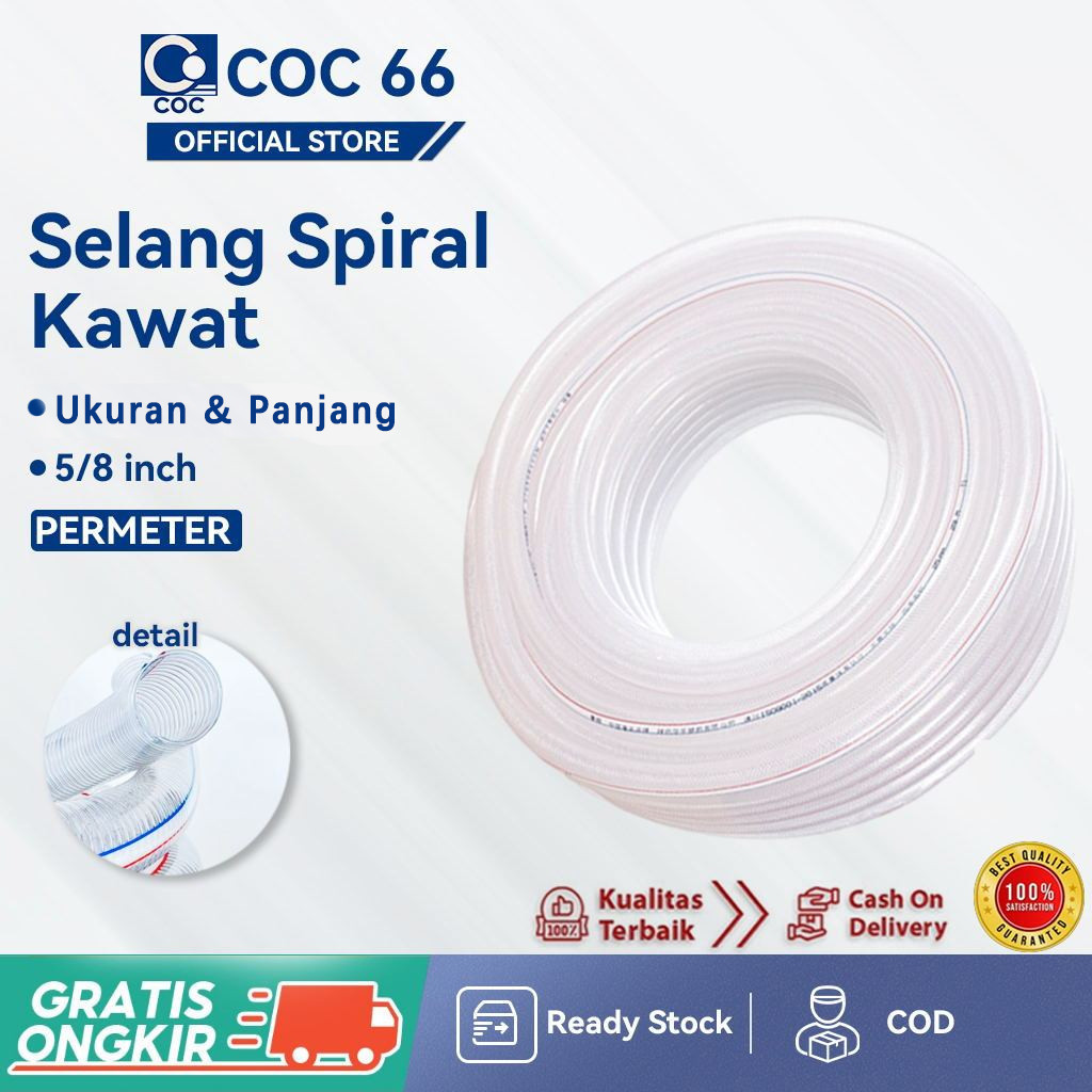 Jual SELANG BENING KAWAT SPIRAL 5/8 INCH PERMETER SPRING HOSE BAHAN PVC ...