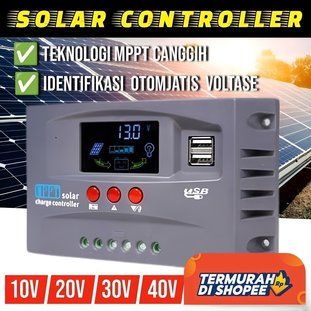 Jual Solar Charge Controller MPPT 2 USB SCC Automatic Identify 12V/24V 60A 40A 30A 20A | Shopee ...