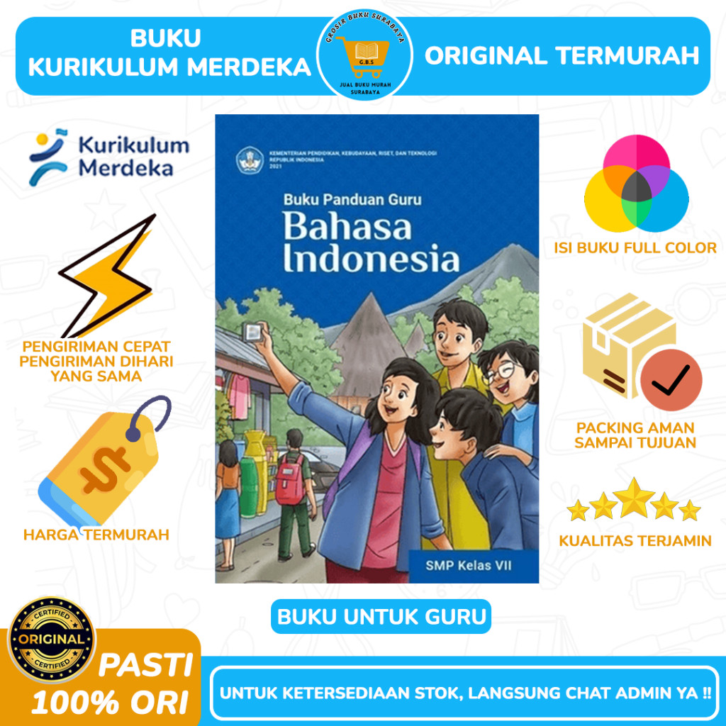 Jual Buku Panduan Guru Bahasa Indonesia Kelas 7 SMP - Buku Paket Kumer - Kurikulum Merdeka ...