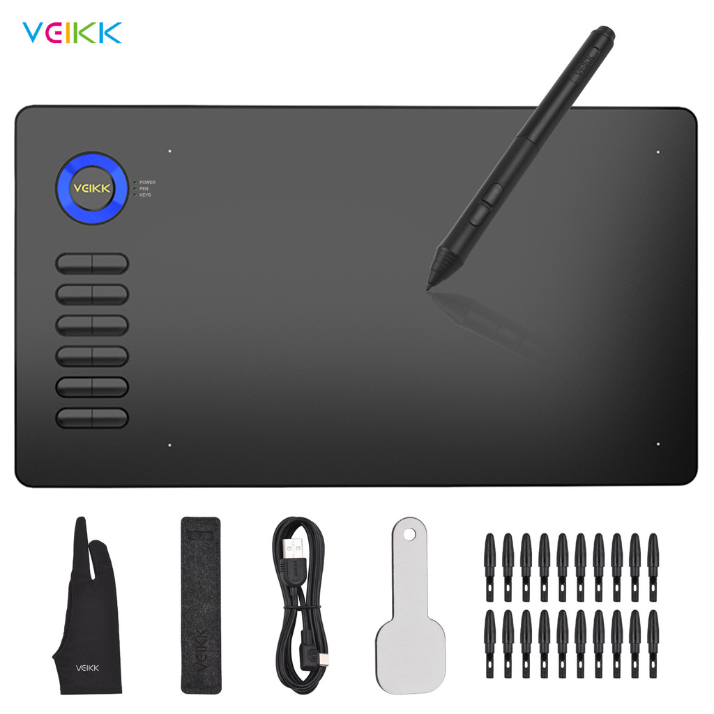 Jual VEIKK A15 10 x 6 inch drawing tablets 8192 Level Battery-Free Pen ...