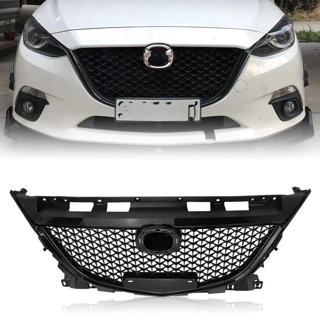 Jual New！ Front Grille For Mazda 3 Axela 2014-2016 Black Honeycomb ...