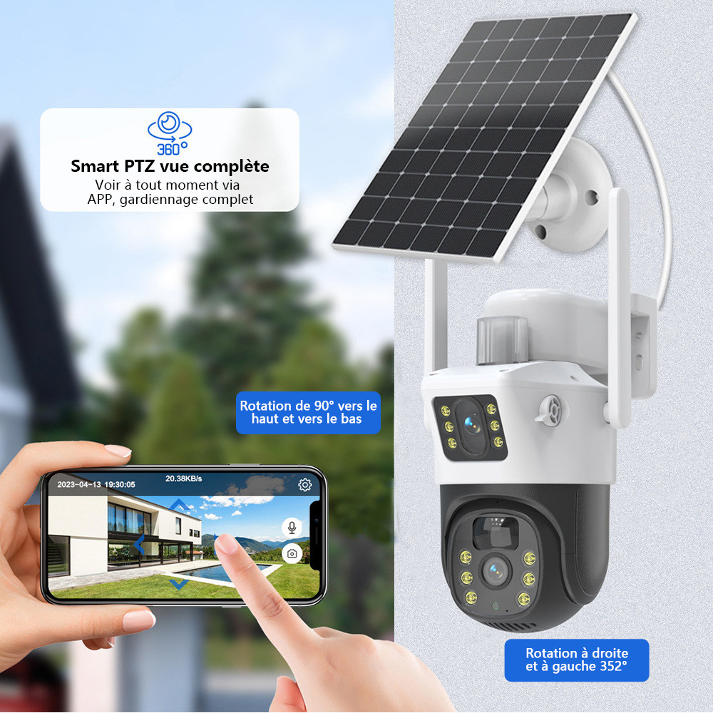 Jual 4G Sim Card Solar Camera Dual Lens Outdoor 8MP 4K Low Power Battery IP Camera PIR Night ...
