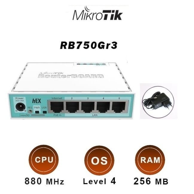 Jual MikroTik RB750Gr3 (hEX) Router 5 Port Gigabit RB750 GR3 HEX/ RB ...