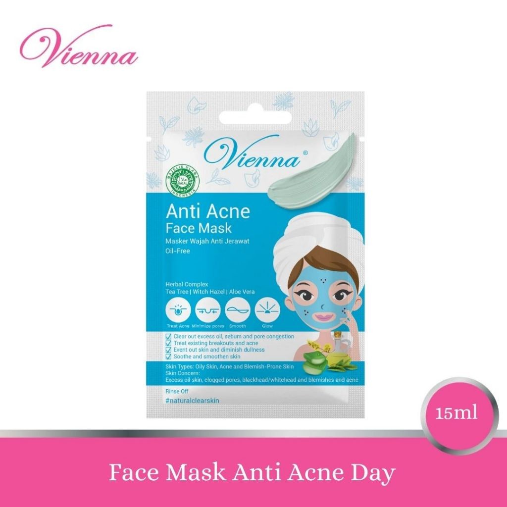 Jual VIENNA FACE MASK ANTI ACNE DAY - 15ML SACHET | Shopee Indonesia
