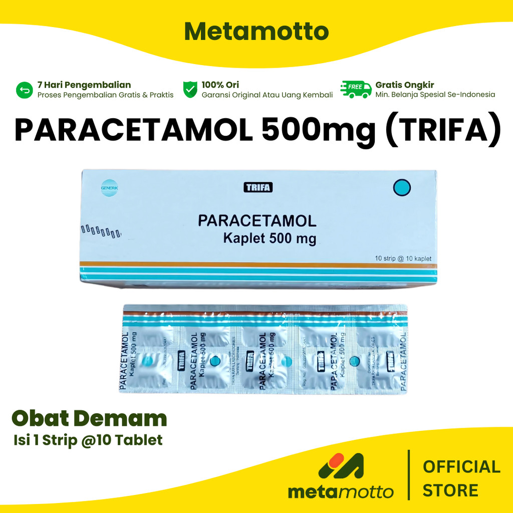 Jual TRIFA Paracetamol 500mg 1 Strip @10 Tablet - Metamotto | Shopee ...