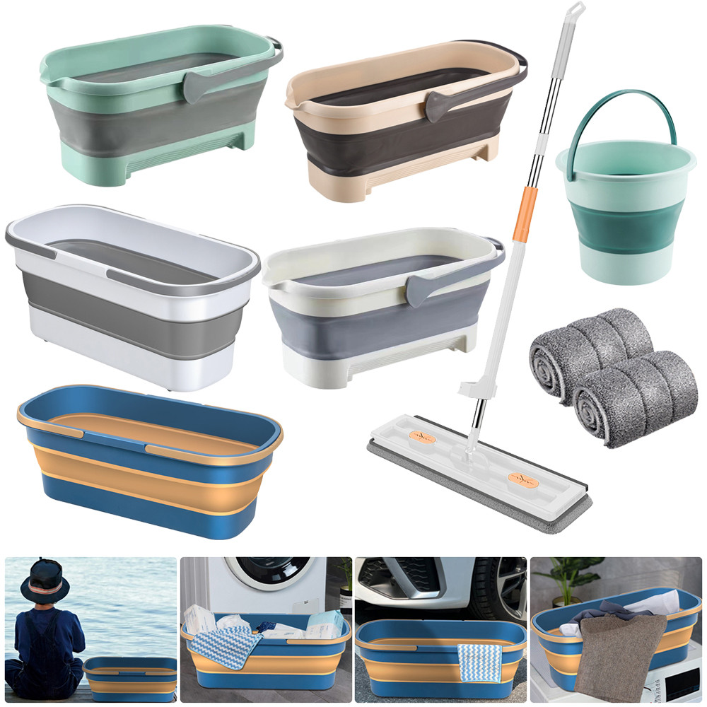 Jual Portable Folding Bucket with Handle Mop Bucket Camping Space ...