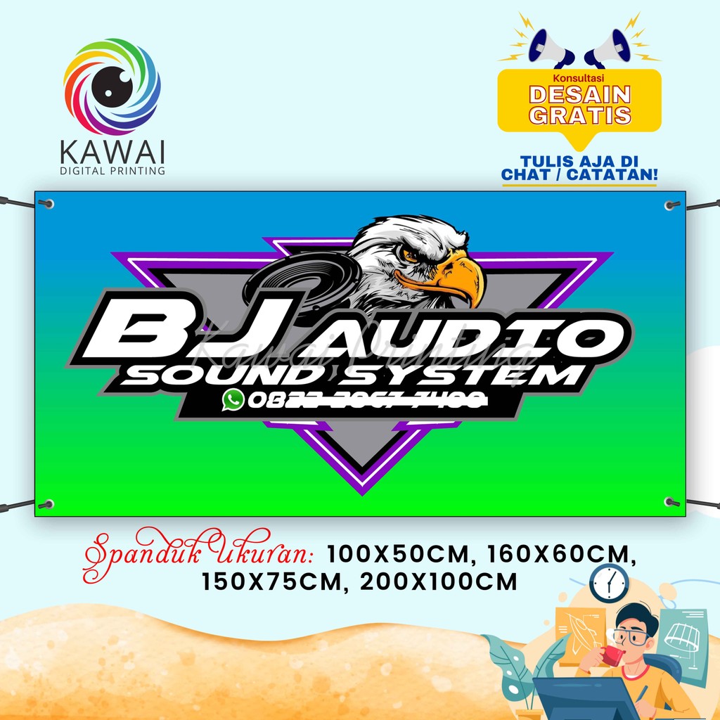 Jual Spanduk Banner MMT Desain Audio Sound System Hijau Ungu Rekuest ...