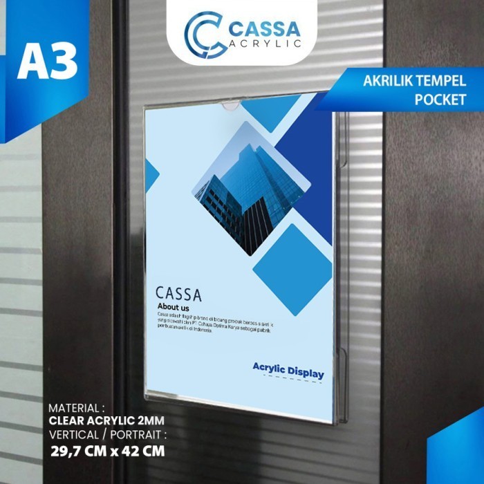 Jual Acrylic Pocket Frame / Akrilik Tempel / Display Brosur A3 ...