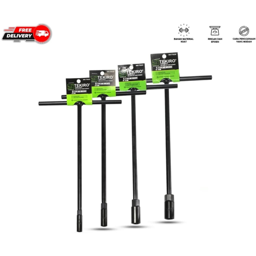 Jual (4 Pcs) Kunci Sock T TEKIRO Set 4pcs 8 10 12 14 mm Hitam - T Type ...