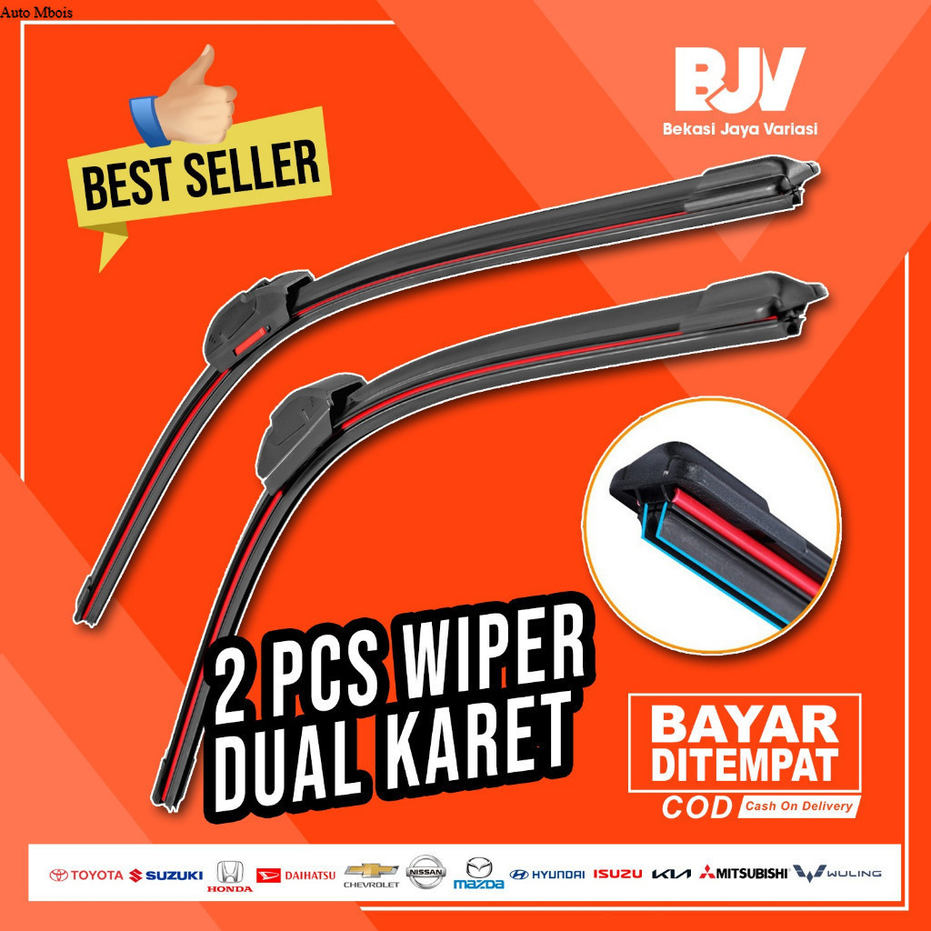 Jual Wiper Mobil Dual Blade - Universal Semua Mobil - Wiper Frameless Dual Karet Double Blade ...