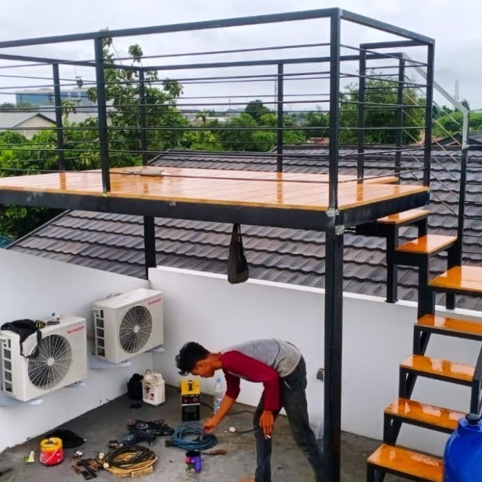 Jual mezanin outdoor dengan pijakan kayu | Shopee Indonesia