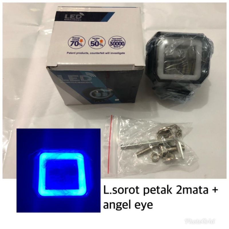 Jual [ FURMOTOR ] LAMPU SOROT LED PETAK 2 MATA + ANGEL EYE MOTOR ...