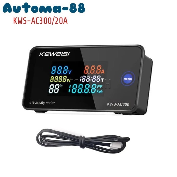 Jual KWS AC300 10A/100A 6 in 1 Digital Watt Volt Ampere KWH Meter berwarna - 20A NN25 | Shopee ...