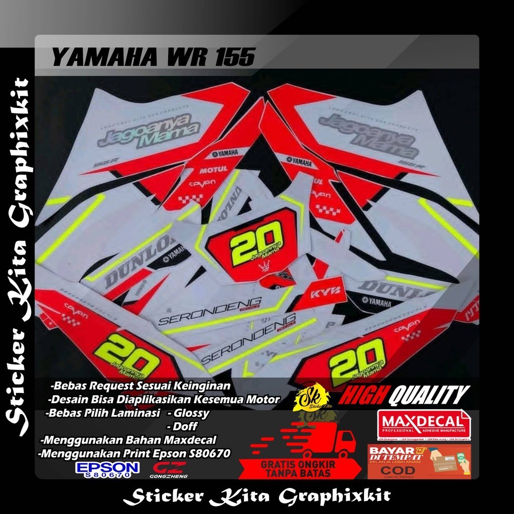Jual 430 DECALS STICKER FULLBODY YAMAHA WR 155 SIMPEL KOMBINASI ...