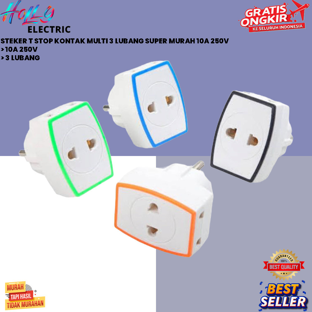Jual STEKER T STOP KONTAK MULTI 3 LUBANG SUPER MURAH 10A 250V {HOLLY ...
