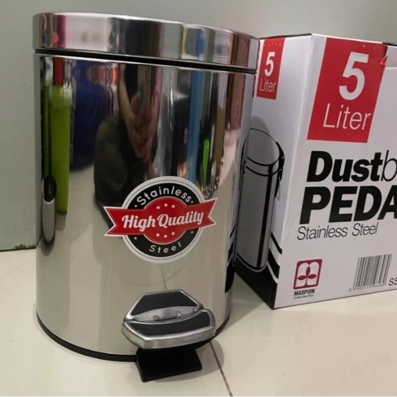 Jual Tempat sampah injak stainless 5 liter maspion/tempat sampah pedal 5 liter | Shopee Indonesia