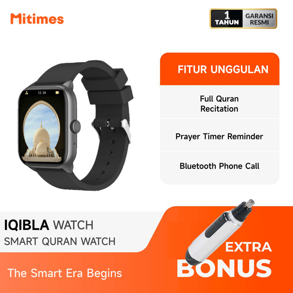 Jual iQibla QWatch 1.83 Inch Quran Watch Bluetooth Phone Call | Shopee Indonesia