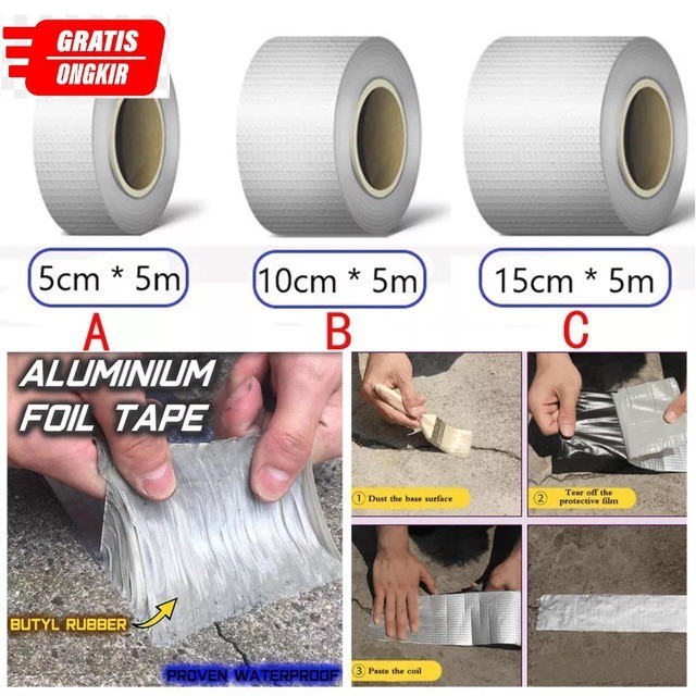 Jual ORIGINAL LAKBAN AJAIB WATERPROOF TAPE ROOF Alumunium Foil Tahan Air Panas Anti Atap Bocor ...