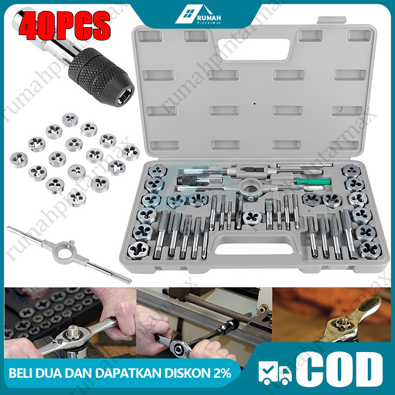 Jual 40 Pcs Metric Tap Die Set Alat Ulir Tangan Tungsten Carbide Screw Thread Bit Tap Die Set ...