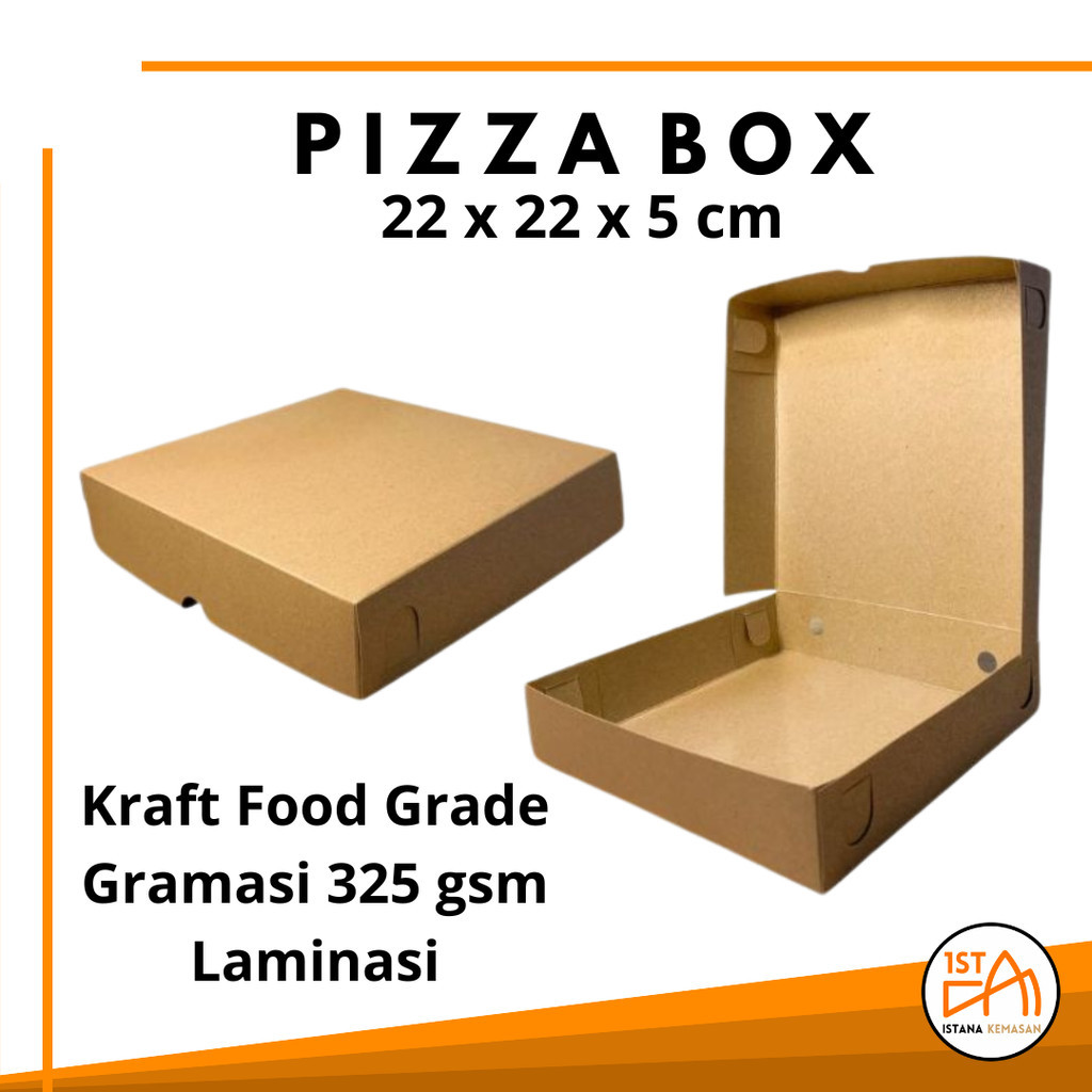 Jual Box kotak pizza bahan kraft laminasi ukuran 22x22 x5 cm | Shopee ...