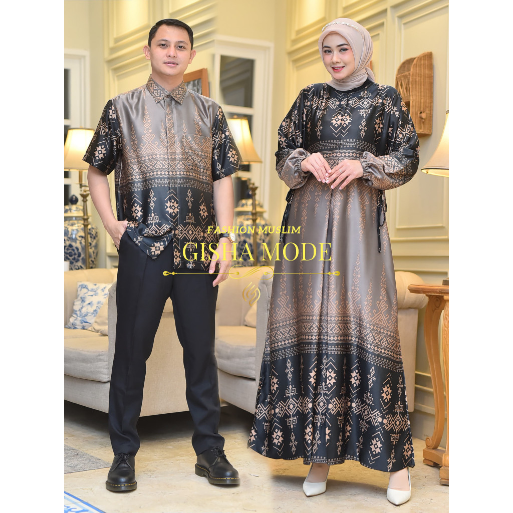 Jual CS45TG Dress SYAMEERA Silk Premium | Gamis Silk Motif Bunga Set ...