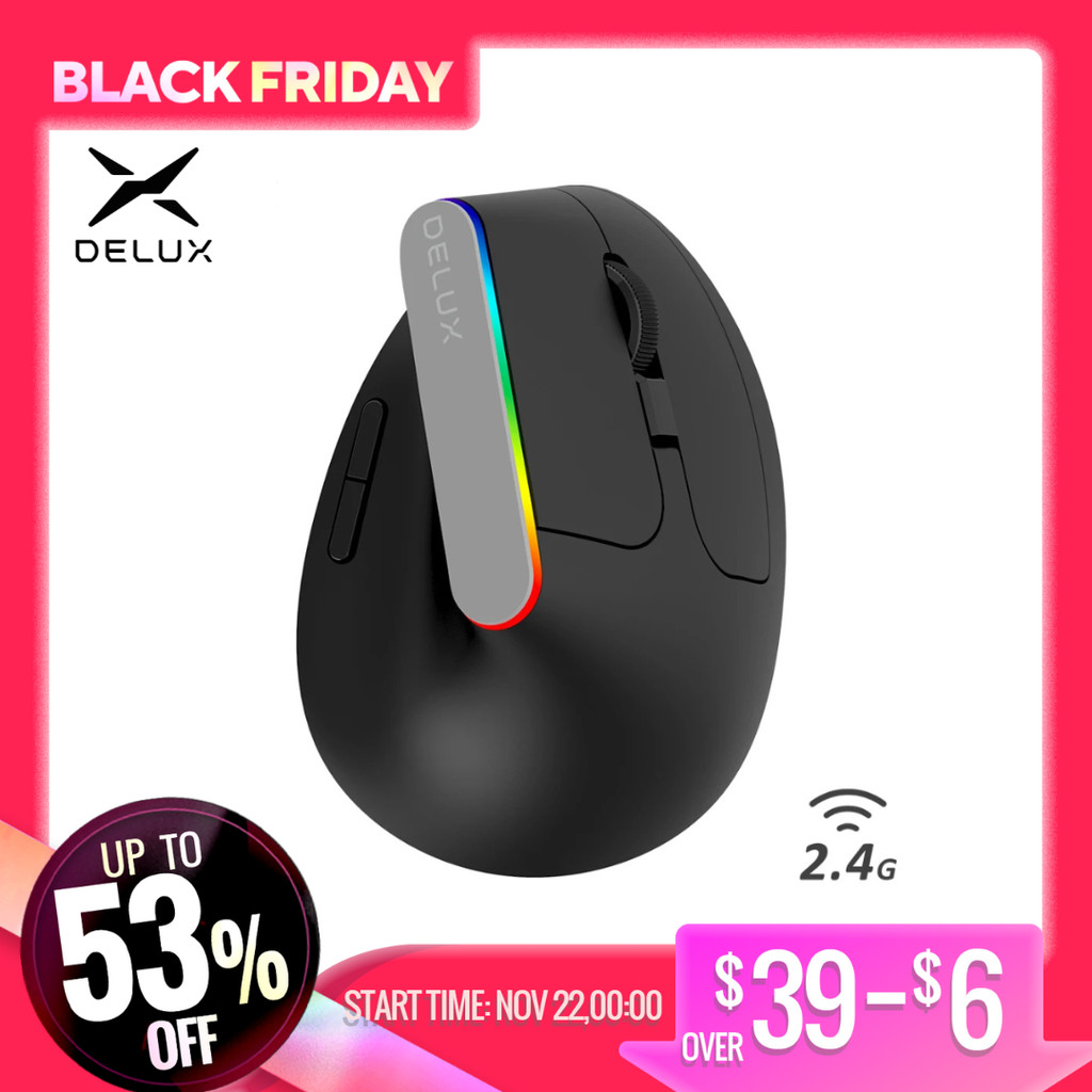 Jual Delux M618C Wireless Silent Ergonomic Vertical 6 Buttons Gaming ...