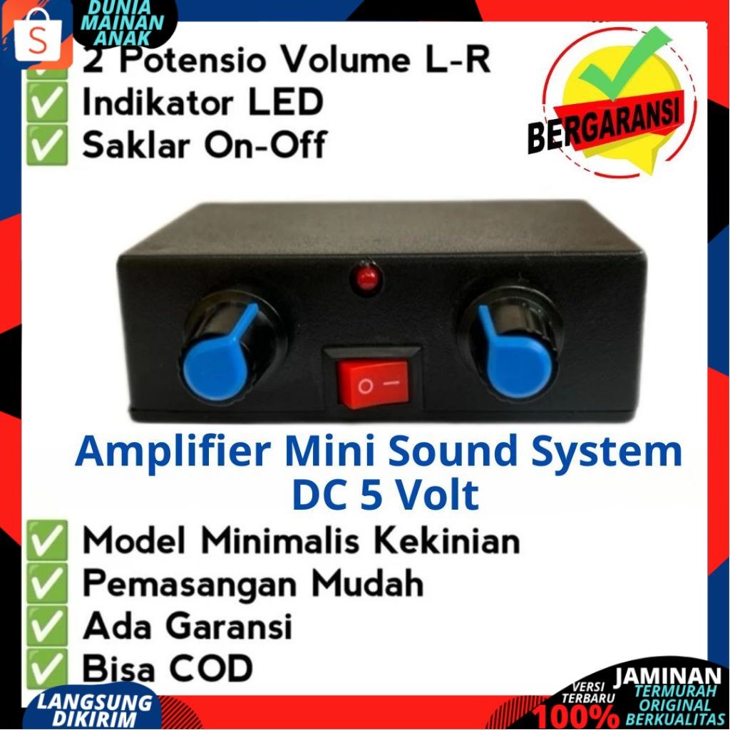 Jual Power Ampli Mini 5volt 2 Channel Free usb free aux jernih bas ...