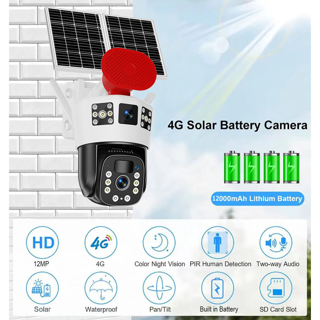 Jual Solar Camera 4G Solar Surveillance Camera with SolarPanel 3 Screen ...