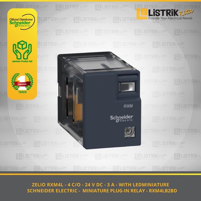 Jual MINIATURE PLUG IN RELAY ZELIO SCHNEIDER ELECTRIC RXM4L 4C/O 24VDC 3A WITH LED - RXM4LB2BD ...