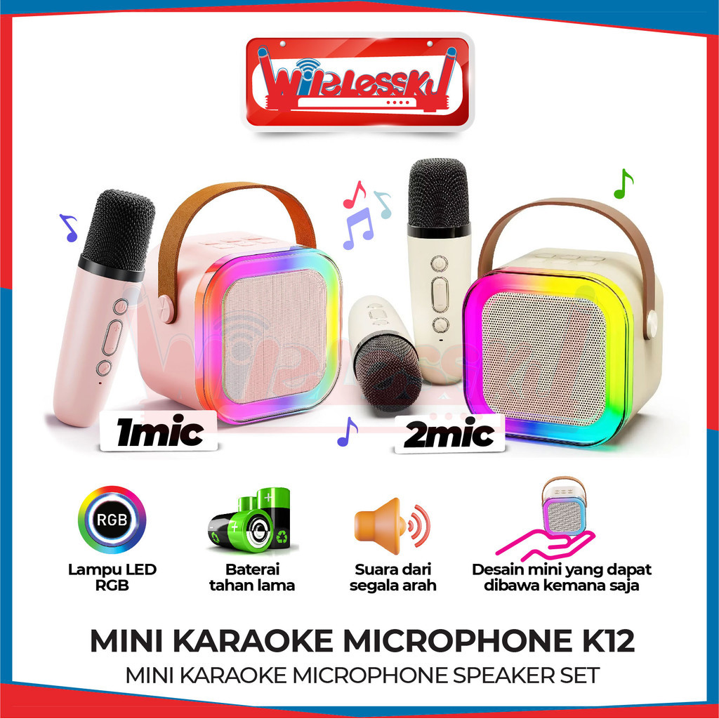 Jual MINI KARAOKE K12 Colorful Mini Karaoke Microphone Speaker Set ...