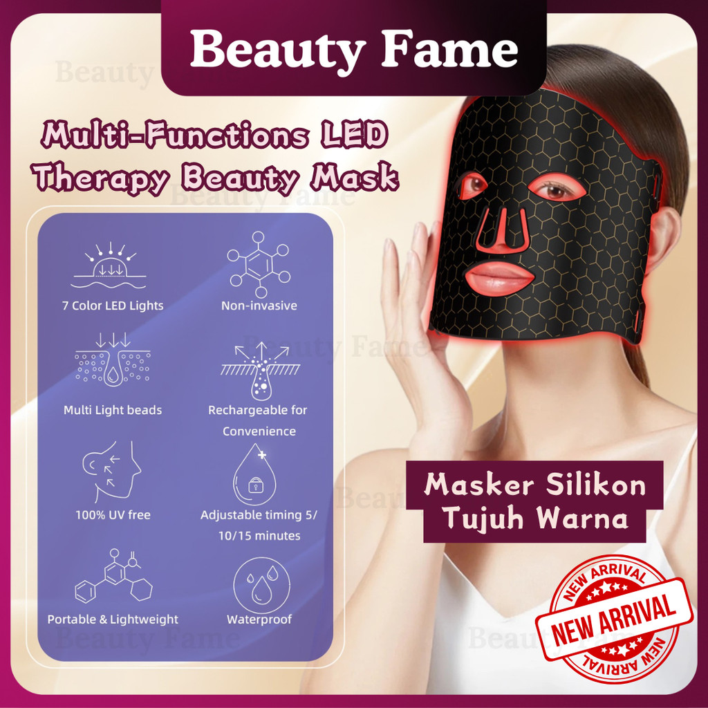 Jual Beauty Fame **GARANSI 1 TAHUN** Masker Silikon LED PDT 7 Warna ...