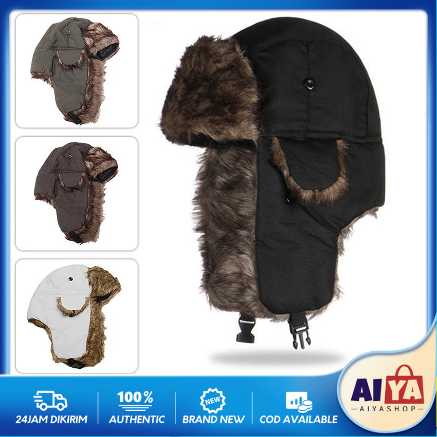 Jual Topi Rusia Musim Dingin Bulu Topi Ushanka Russian Winter Hat ...