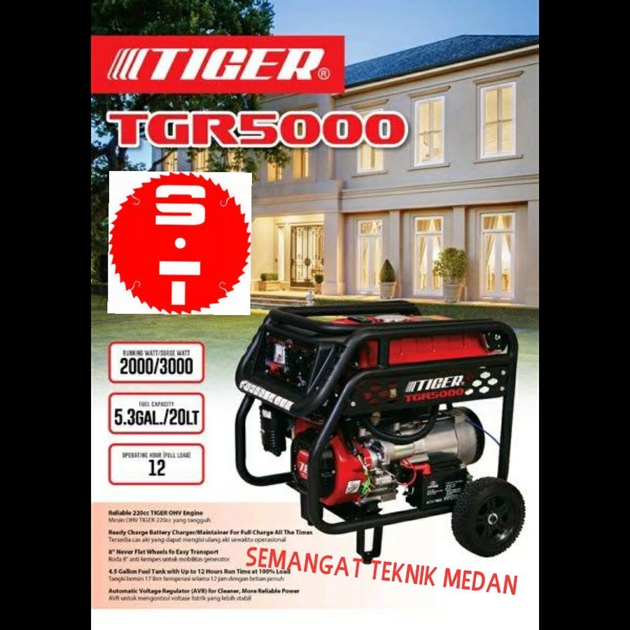 Jual TGR5000 GENSET GENERATOR LISTRIK BENSIN STARTER 3000 W TIGER TGR 5000 | Shopee Indonesia