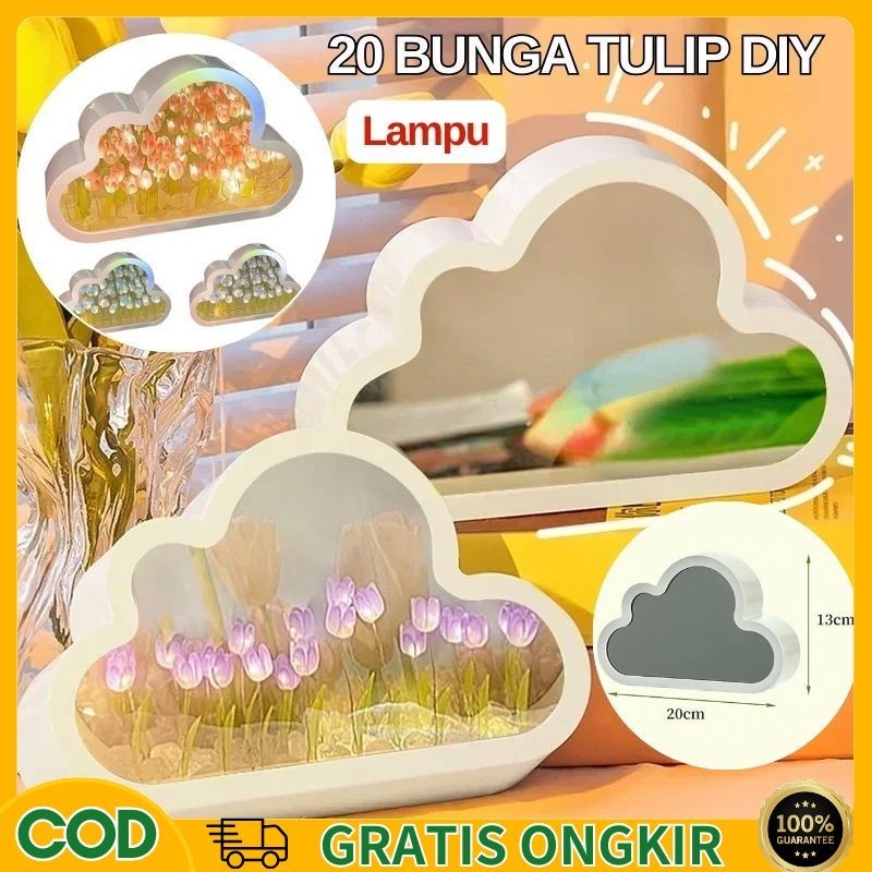 Jual 【COD】20 Bunga Tulip Bunga Lampu DIY/ Cermin Dengan Bingkai Foto ...