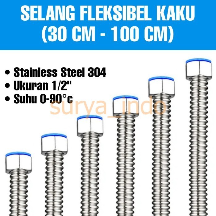 Jual SELANG FLEKSIBEL KAKU 30 CM - 1 METER SELANG FLEXIBLE STAINLESS PANAS DINGIN WATER HEATER ...
