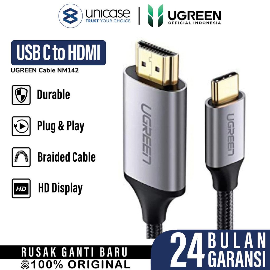 Jual Cable USB C to HDMI 4K / 2K UHD UGREEN Braided Nylon HDMI HDTV ...