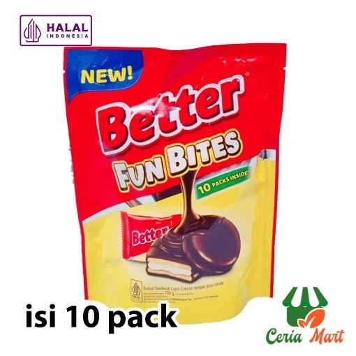 Jual Biskuit Better Fun Bites Pouch isi 10s Biscuit Sandwich Coklat ...