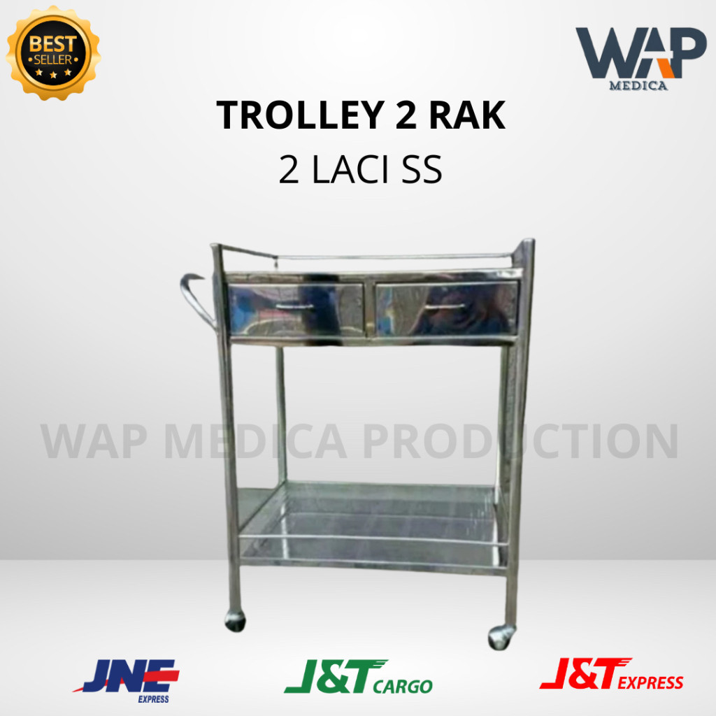 Jual TROLLEY INSTRUMEN 2 RAK 1 LACI SS | TROLI INSTRUMEN 2 RAK 1 LACI ...