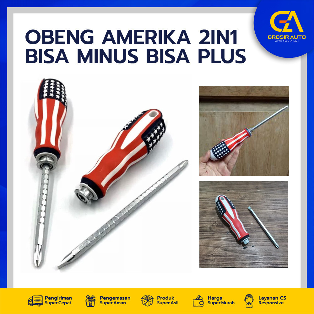Jual Obeng Amerika 2in1 Min Minus Plus Besi Solid High Quality | Shopee ...