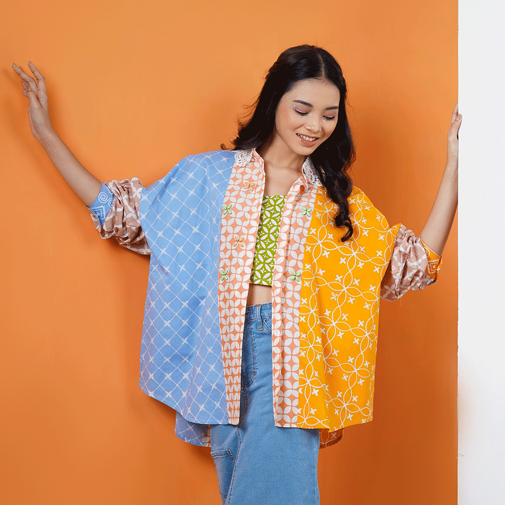 Jual Batik ENOM Blouse Batik Wanita Modern Astrid - Pijar Series ...