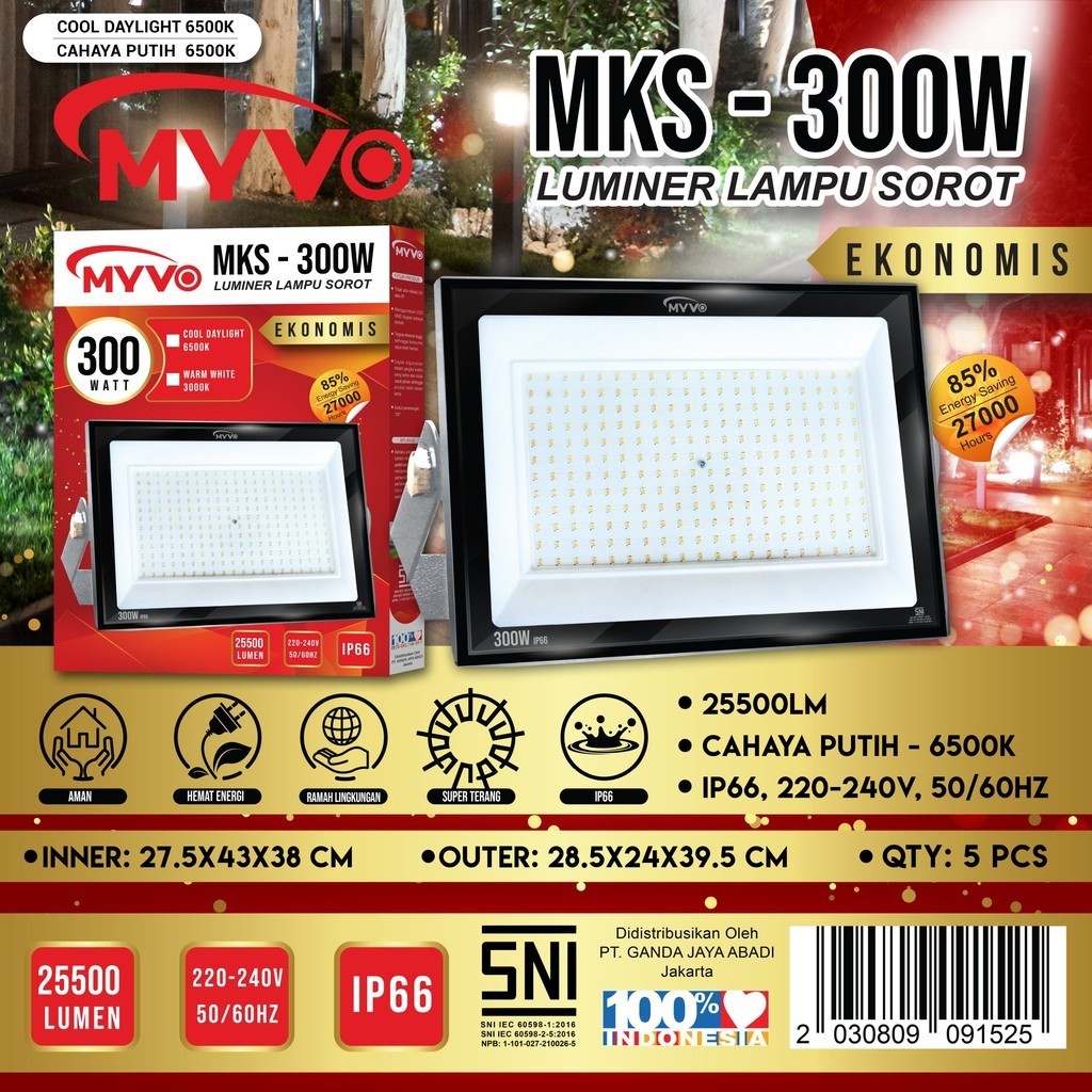 Jual Lampu Sorot / Tembak LED merk MYVO 300W 300 watt flood light | Shopee Indonesia