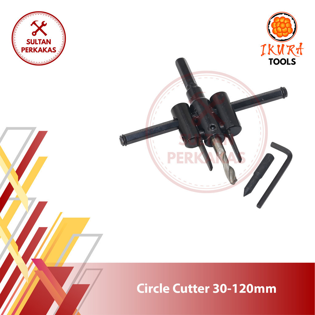 Jual Ikura Mata Bor Kayu Jangka 30-120mm Adjustable Circle Hole Saw ...