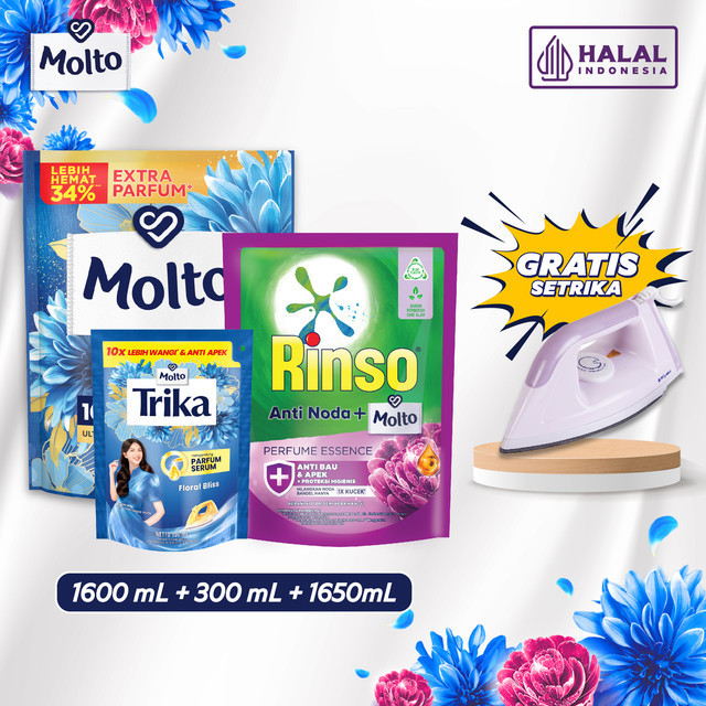 Jual Buy 1 Molto Blue 1.6L + 1 Trika Florall Bliss 300ml + Rinso ...