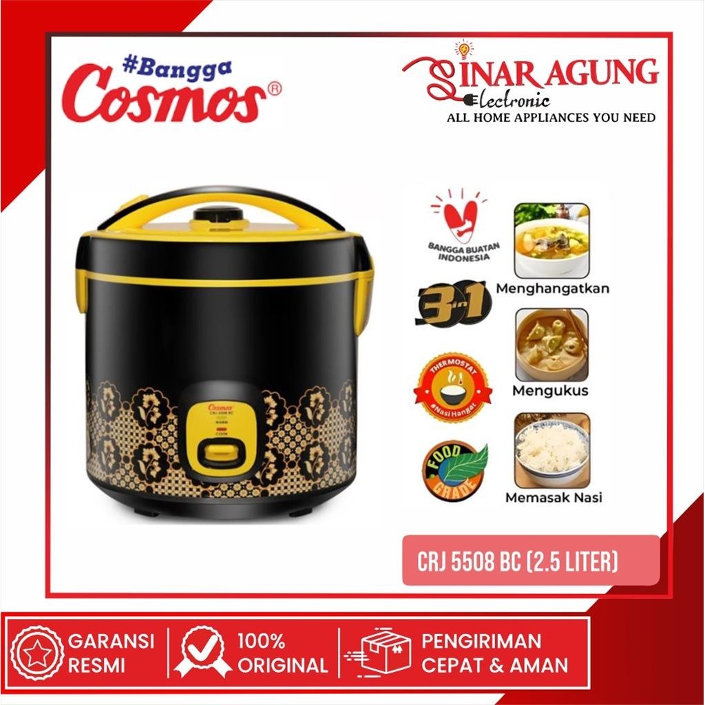 Jual COSMOS CRJ5508BC / CRJ-5508BC RICE COOKER 2.5 LITER - GARANSI ...